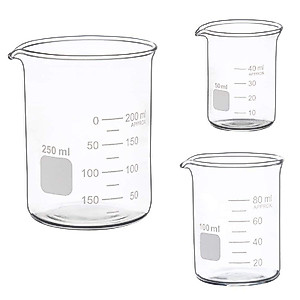 Glass Measuring Low Form Beaker Set 50ml 100ml 250ml Glass Graduated Beaker Set