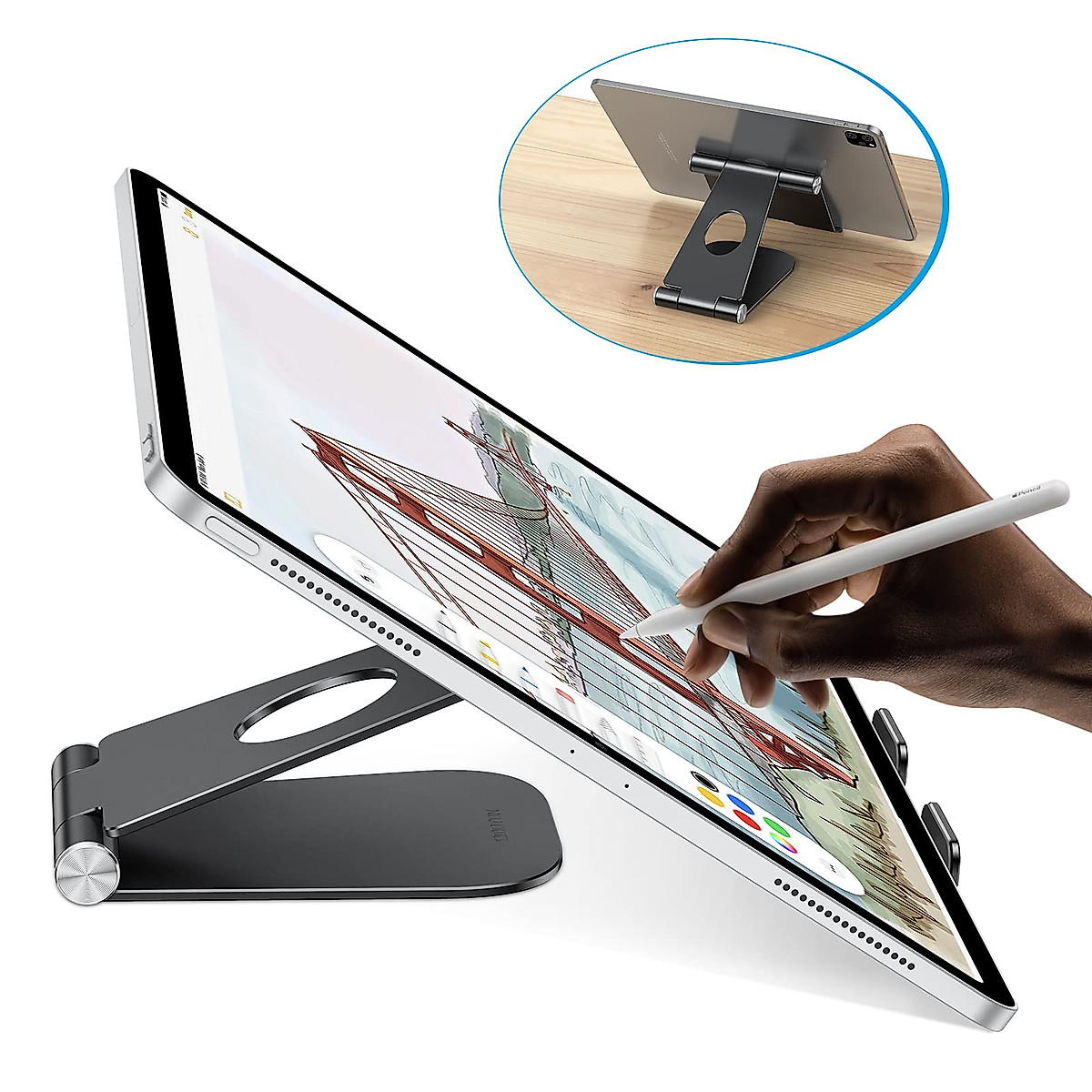 OMOTON Fully Foldable Tablet Stand, Black