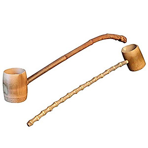 Backbayia 2 Pieces Japanese Bamboo Water Ladle Scoop for Tea Ceremony, Garden, Sauna