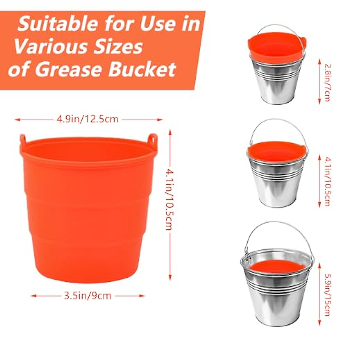 2 PCS Reusable Silicone Grease Bucket Liner for Traeger Drip Tray Liner for Traeger Grill Accessories for Pit BOSS Pellet Grill Traeger Pro Series Tailgater Ironwood Grill (Orange)