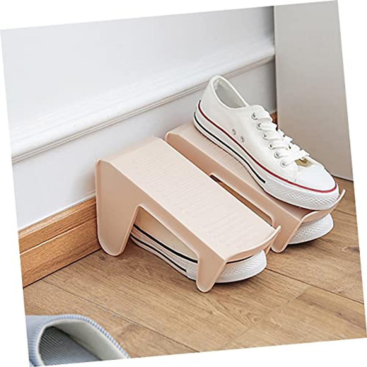 Homoyoyo 4pcs Double Layer Shoe Tray Clear Shoe Rack Sneaker Shelf Shoes Organizer Shoes Holder Individual Blue Pp Sandals Insole Closet Shoe Storage Stand Shoes Slots Rack