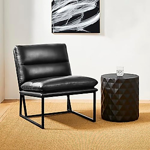 Glitzhome Mid Century PU Leather Reading Sofa Chair, Black