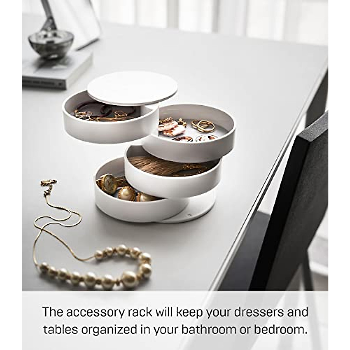 YAMAZAKI home Tower 4-Tiered Accessory Tray White