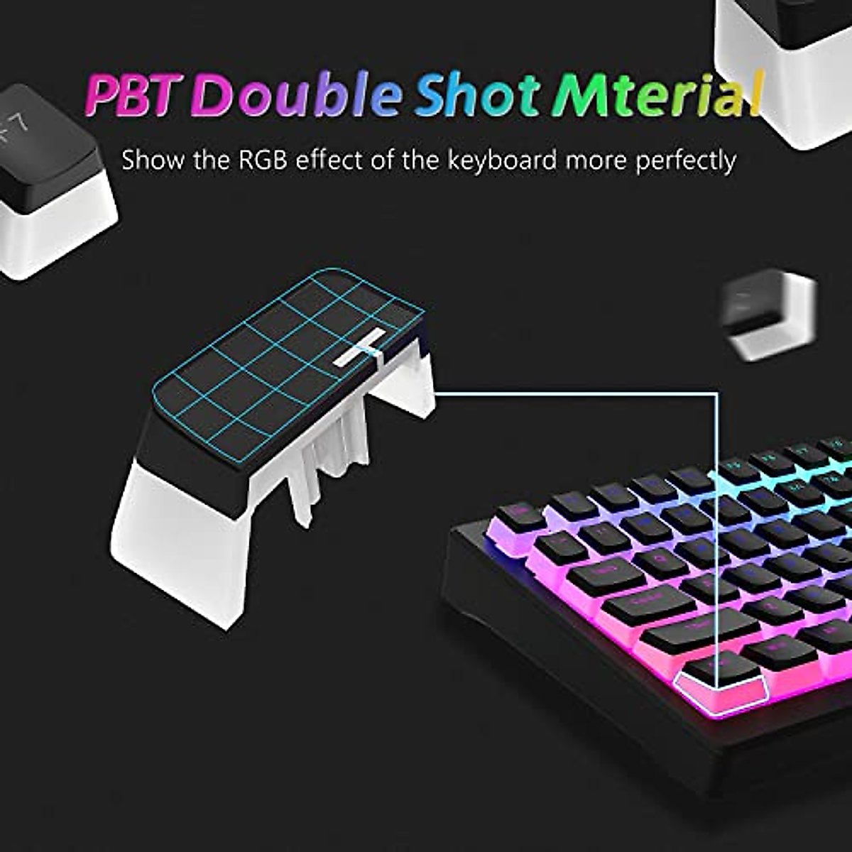 XVX Pudding Keycaps,141+24 Custom Keys Set, OEM Profile, Universal Compatiability for 100%, 75%, 65%, 60% Keyboard (Black)