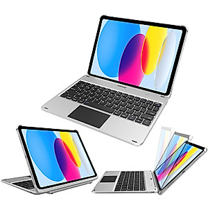 Keyboard Case with Trackpad, Arteck Bluetooth Keyboard with Folio Full Protection Case and Touch Pad for Apple 10.9-inch iPad 10 Generation (2022) with 130 Degree Swivel Rotating