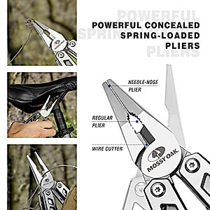 MOSSY OAK Multitool, 21-in-1 Stainless Steel Multi Tool Pocket Knife with Screwdriver Sleeve, Self-locking Multitool Pliers with Sheath-Perfect for Outdoor, Survival, Camping, Hiking, Simple Repair