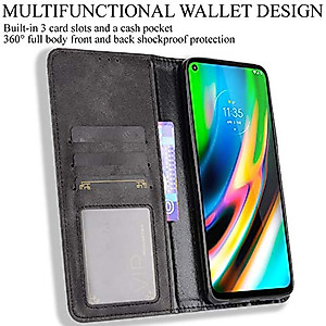 HualuBro Motorola Moto G Stylus 2021 Case, Retro PU Leather Full Body Shockproof Wallet Flip Case Cover with Card Slot Holder and Magnetic Closure for Motorola Moto G Stylus 2021 Phone Case (Black)