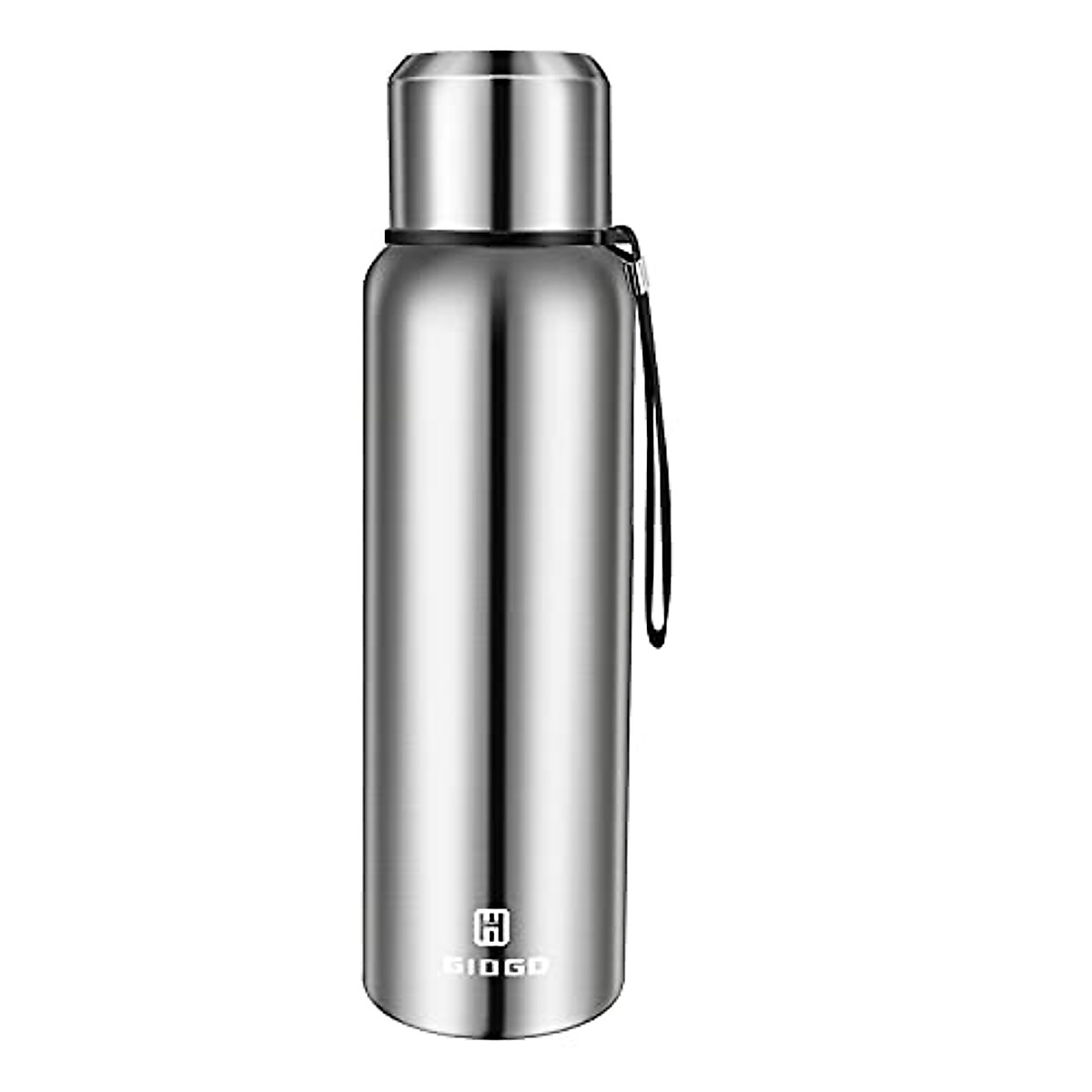 Insulated vacuum Thermo Bottle 1000ml/33oz with cup Stainless steel coffee bottles for hot and cold drink water flask.(Silver,1000ml)