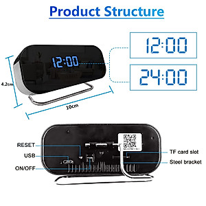 VANCHEER Hidden Camera Clock WiFi Spy Cameras 1080P HD Wireless Indoor Security Camera Nanny Cam with Motion Detection, Remote View for Home and Office Surveillance No Audio Function