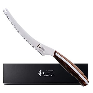 [NAGOMI] 5 inch Serrated Cheese Knife - Made in Seki, Japan - Blade in 440A and Comfortable Pakkawood Handle - Japanese Sharp Knife