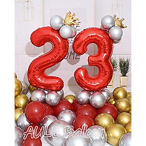 AULE 40 Inch Big Red Foil 23 Number Balloons for Women Large 23rd Happy Birthday Decorations Giant Huge Helium Mylar 32 Anniversary Party Decor