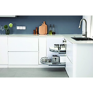IMEX - Universal Swing Tray for Blind Corner Cabinet | Slide Out Kitchen Storage with Soft Close | 2 Layers of Wooden Trays