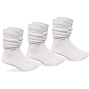 Jefferies Socks Mens Slouch Thick Heavy Cotton Knit Socks 3 Pair Pack (as1, alpha, x_l, regular, regular, White, X-Large)