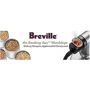 Breville PolyScience BSM600AWC Breville The Smoking Gun Pro Hickory, Mesquite, Applewood, and Cherrywood 4 Piece Woodchip Set, Brown