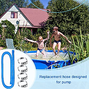2 Pcs 1.25 Inches Diameter 59 Inches Long Pool Pump Replacement Hose with 4 Pcs Metal Clamps Swimming Pool Filter Hose for Above Ground Pools Compatible with Filter Pumps 330 GPH 530 GPH 1000 GPH