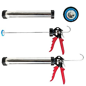 Sausage Caulking Gun Manual Drive 20oz Sausage Caulk Gun with Stainless Steel Barrel by BOUSH(Silver) 18:1 Ratio