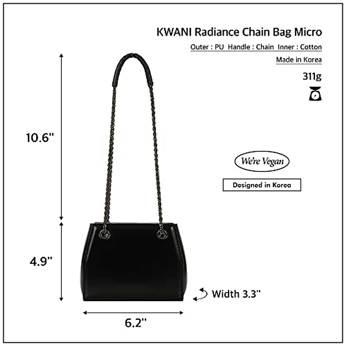 KWANI Radiance Chain Tote Shoulder Bags for Women and Ladies (Micro)