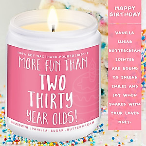 Auelife 60th Birthday Gifts for Women, Best 60th Birthday Gift Ideas, Perfect Birthday Present, Funny Birthday Presents for Mom, Friends, Wife, Sister, 7oz Vanilla Cream-Scented Candle