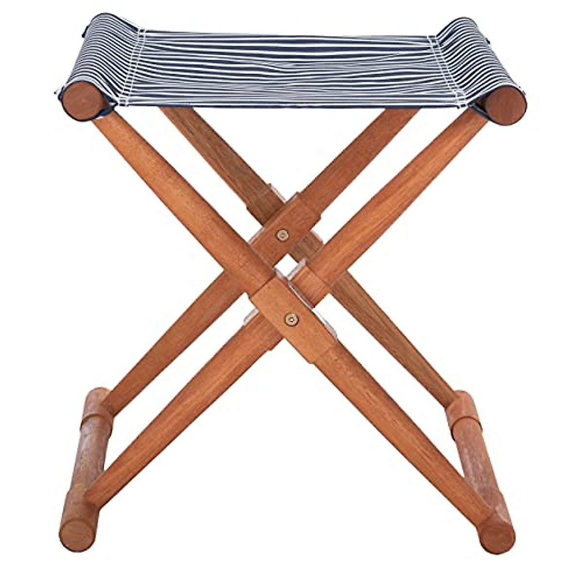 Safavieh PAT7053C-SET2 Outdoor Breanne Natural and Navy Striped (Set of 2) Stool