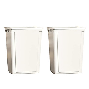 Halyuhn Small Trash Can, 2.6 Gallon Plastic Trash Can for Home and Office, Small Garbage Can Waste Basket fit Under Desk, Narrow Space, Kitchen, Dorm, Bathroom, Bedroom, (Cream White, Pack of 2)