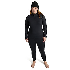 Burton Women's Heavyweight X Base Layer Quarter-Zip, True Black, XL