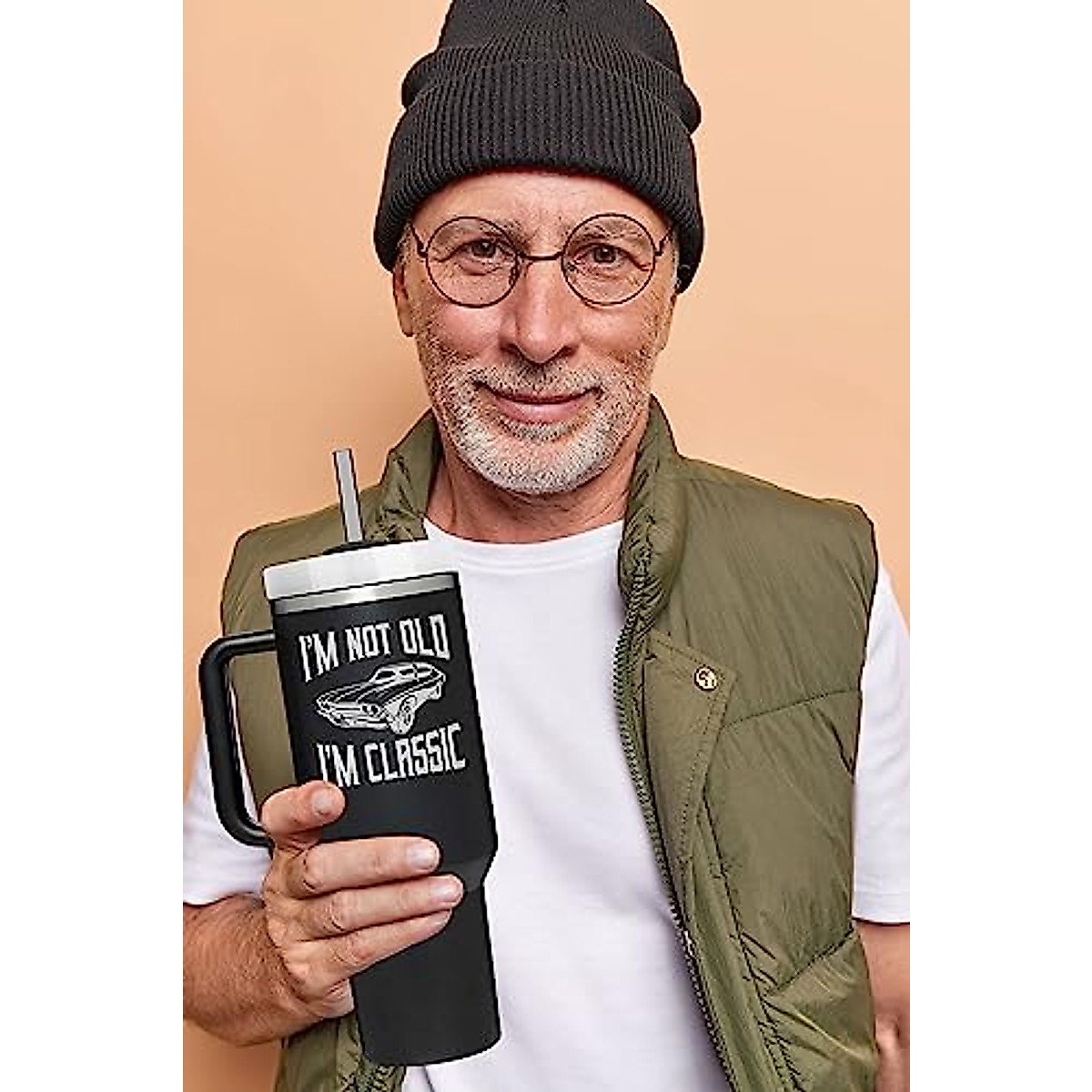 AMAZPRINTS Dad Gifts from Daughter Son - Gifts for Dad, Grandpa, Men - Birthday Gifts for Men - Dad Birthday Gift - Funny Gifts for Men - Retirement Gifts - Men Gifts Ideas -Tumbler 40oz With Handle