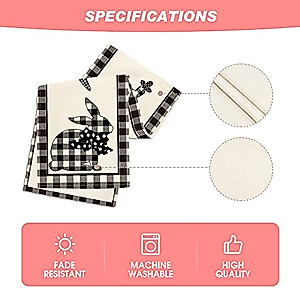 Artoid Mode Buffalo Plaid Rabbit Carrots Easter Table Runner, Spring Summer Seasonal Holiday Kitchen Dining Table Decoration for Indoor Outdoor Home Party Decor 13 x 72 Inch