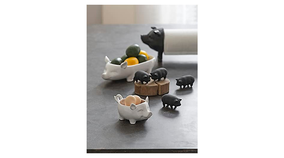 Creative Co-Op Farmhouse Pig Shaped Bowl - Playful Ceramic Serveware
