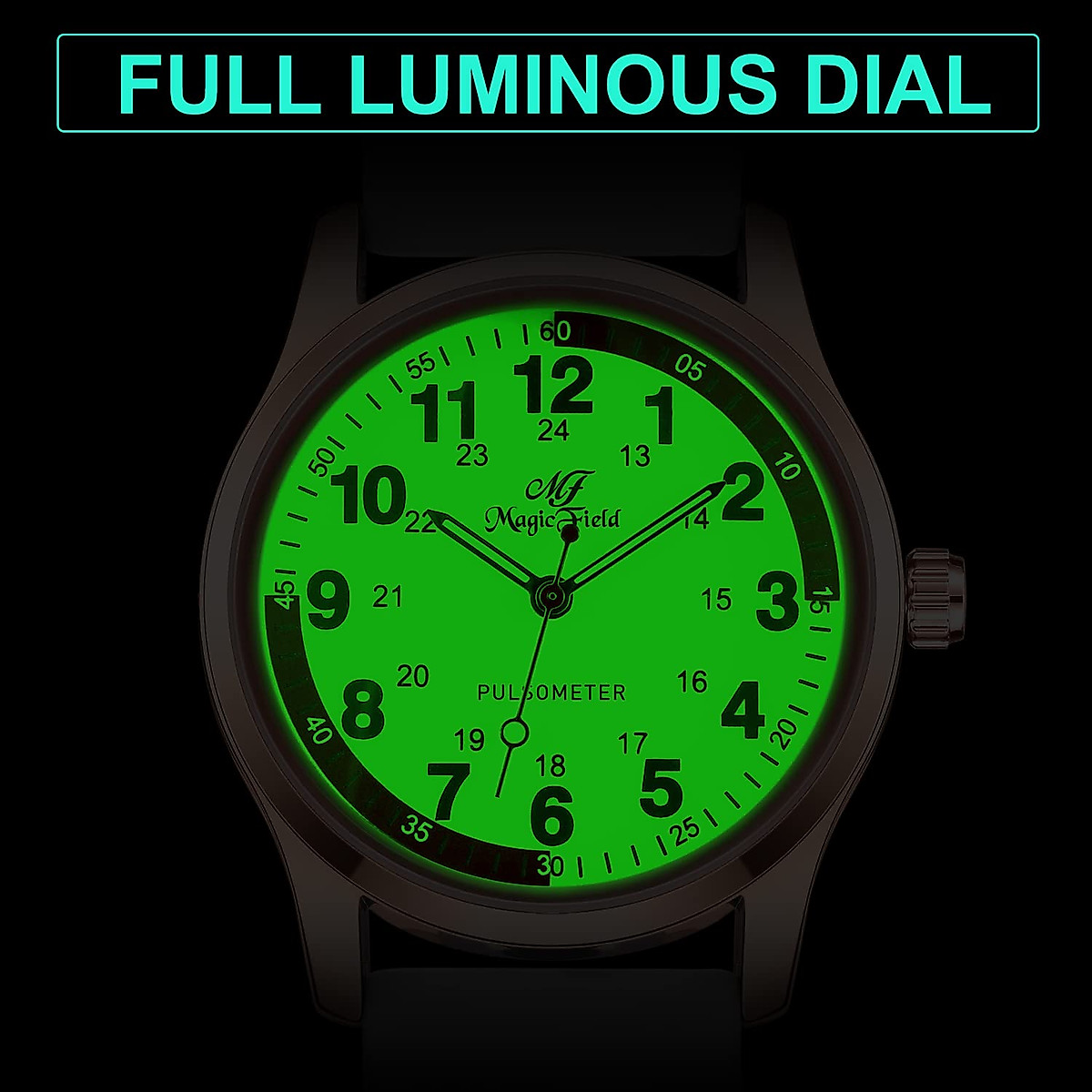 ManChDa Nurse Watch for Nurse Medical Watch Nurse Watch for Women Silicone Watch Nurse Watch Second Hand Easy to Read Watch Military Time Watch Waterproof Luminous Watch 24 Hours Watch Black