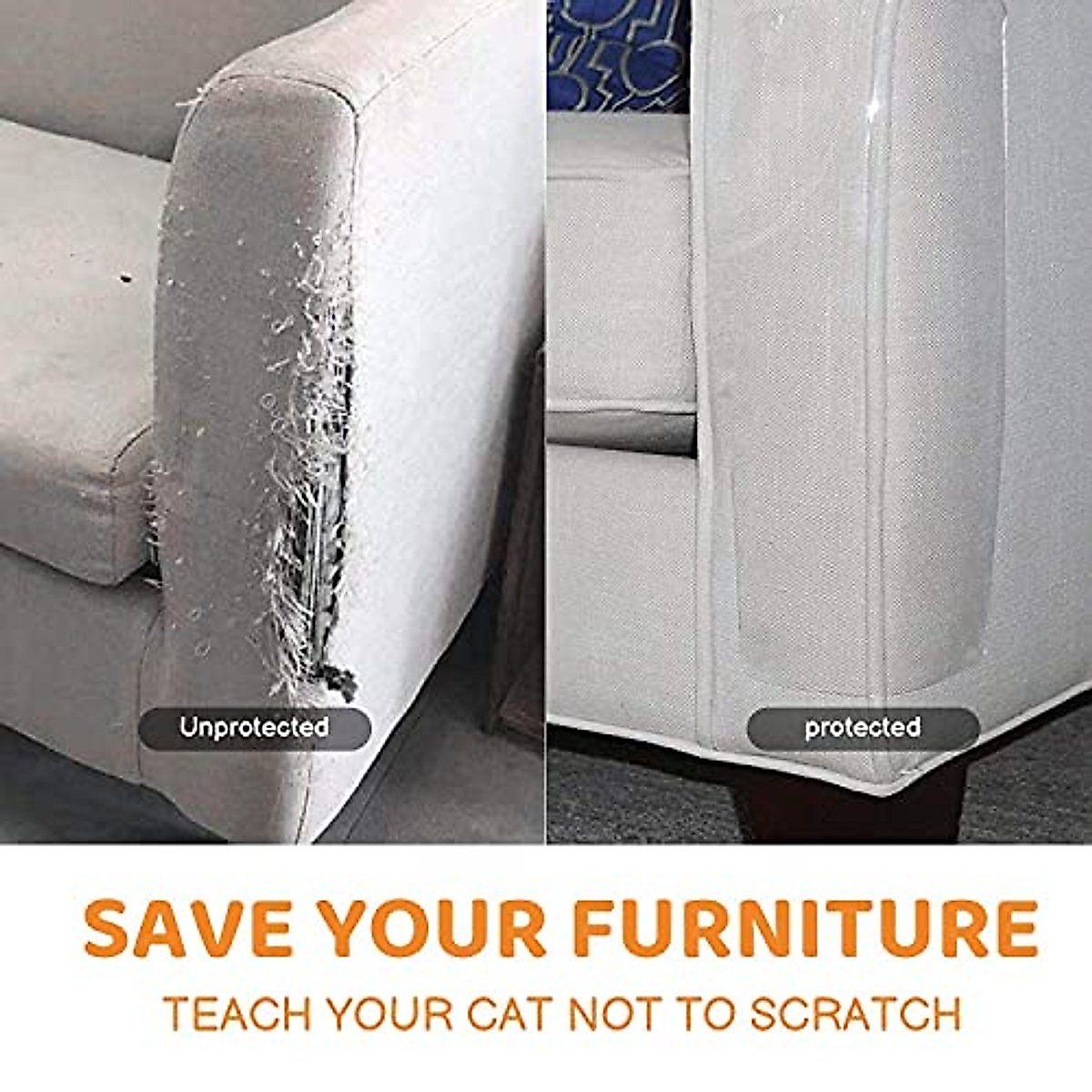 Cat Scratch Furniture Protector, 8 - Pack Cat Scratch Deterrent for Furniture, Couch Protector from Cat Claws, Anti Cat Scratch Protector, Twist Pins (Included)