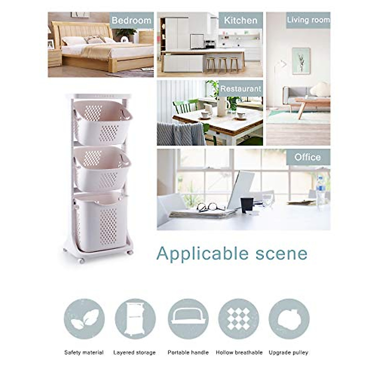 Bretoes Laundry Basket Bathroom Multi-layer Clothes Storage Basket Household Bathroom Simple Storage Shelf Kitchen Shelf Fruit Stand