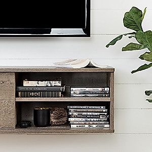South Shore Agora Wall Mounted Media Console, Weathered Oak