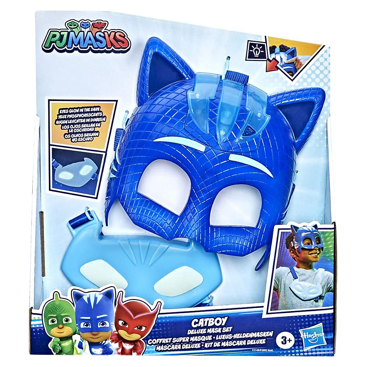 PJ Masks Catboy Deluxe Mask Set, Preschool Superhero Dress-Up Toy with Light-up Mask and Catboy Amulet Accessory for Kids Ages 3 and Up