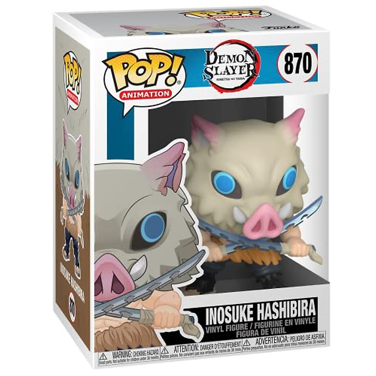 POP Demon Slayer - Inosuke Hashibira Funko Vinyl Figure (Bundled with Compatible Box Protector Case), Multicolor, 3.75 inches