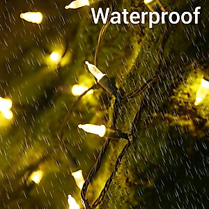 Joomer Warm white LED Christmas Lights Outdoor, 66ft 200 LED Mini String Lights 8 Modes Timer Twinkle Fairy Lights Connectable Waterproof for Indoor Outdoor Home Garden Party Xmas Decoration