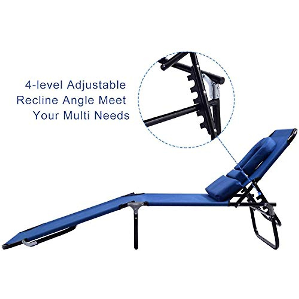 ReunionG Folding Bench Chair with A Hole for Face Down, Adjustable Chaise Lounge Chair with 4-Level Reclining Positions and Removable Pillows, Outdoor Recliner Chair for Beach, Pool, Lawn and Patio