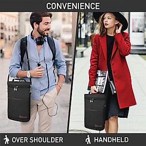 OPUX 2 Bottle Wine Carrier Tote, Insulated Leakproof Wine Cooler Bag, Wine Travel Bag Tote for Picnic BYOB Beach, Portable Wine Bottle Carrying Case, Gift for Wine Lover Women Men Christmas, Black