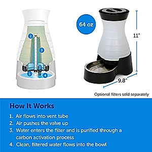 PetSafe Healthy Pet Water Station - Small, 64 oz Capacity - Gravity Cat & Dog Waterer - Removable Stainless Steel Bowl Resists Corrosion & Stands Up to Frequent Use - Easy to Fill - Filter Compatible