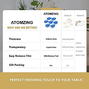 ATOMZING 50 Pcs Clear Hexagon Acrylic Place Cards for Wedding, Blank Acrylic Name Cards for Table Setting, Acrylic Hexagon Tiles Plates,Wedding Seating Cards, Escort Cards 3mm Extra Thick