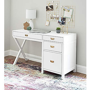 Linon White Modern Classic Side Storage Sadie Desk