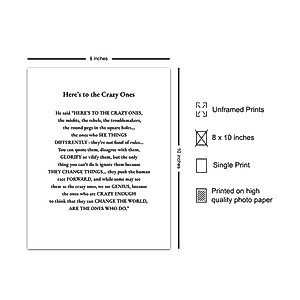 Steve Jobs Motivational Quote, Art Print, Home Decor - Inspirational Apple Wall Art Poster - Unique Room Decorations for Office, Den - Gift for Entrepreneur, Disruptor, Boss - 8x10 Photo Unframed