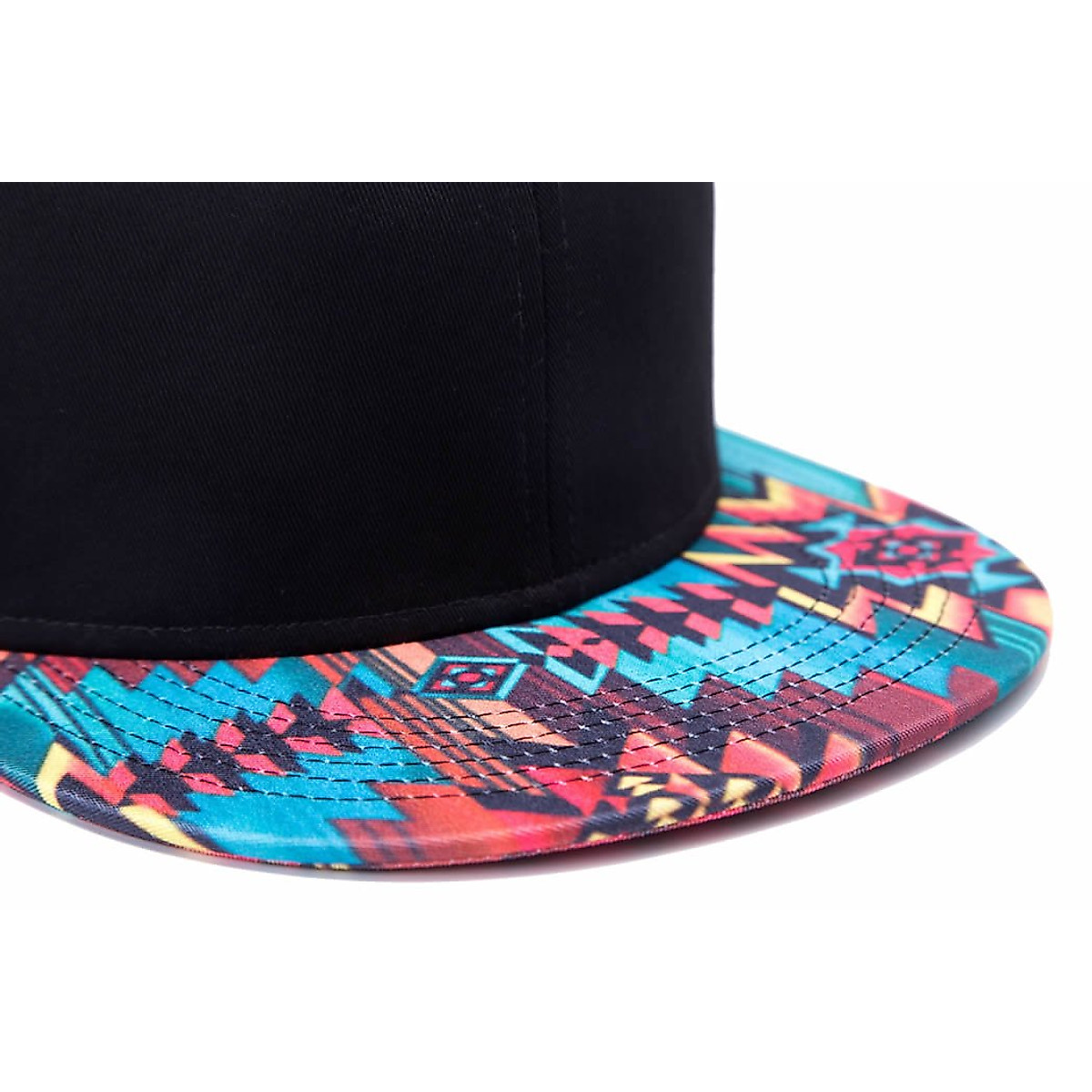 Quanhaigou Fashion Wavy Grain Print Cotton Adjustable Snapback Hats Unisex Hip-Hop Flat Bill Baseball Cap