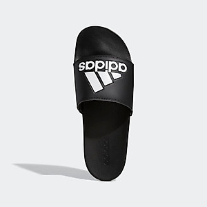 adidas Unisex Adilette Comfort Slide Sandal, Black/White/Black, 8 US Women