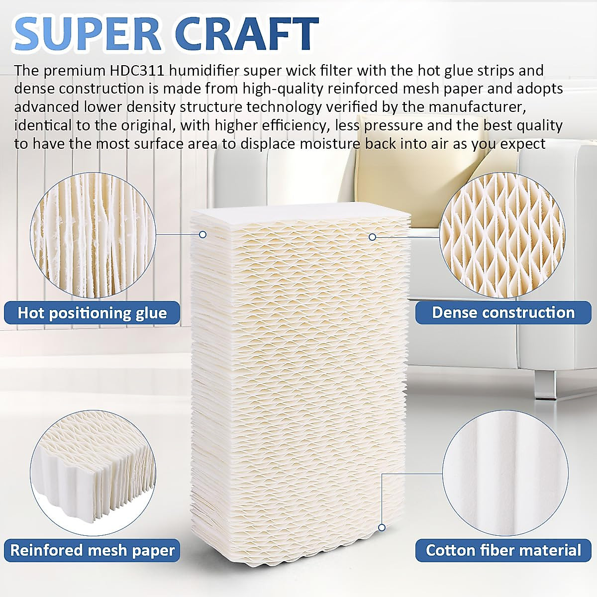 HDC311 Replacement Wicking Humidifier Filter For AIRCARE Humidifier models EA1201 and EA1208 humidifier filters (3-Pack)