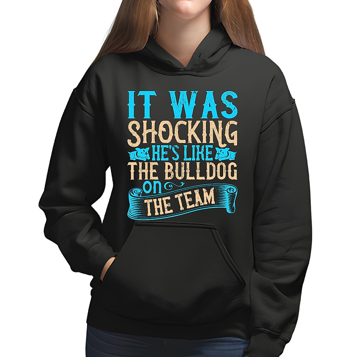 Bulldog Gift Ideas for Avid Sports Fans Black and Muticolor Unisex Hoodie