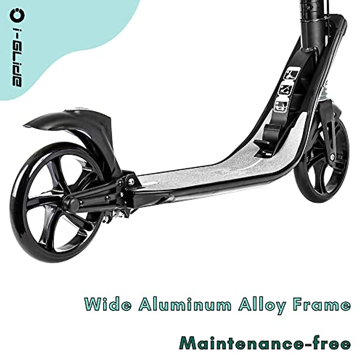 i-Glide Metro Commuter (Black/Grey) - Lightweight, Portable Kick Scooter