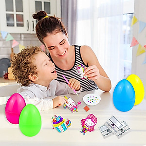 Easter Eggs Easter Basket Stuffers Filled 4 Eggs with Diamond Art Stickers Kit Inside, Colorful Large Plastic Easter Egg Fillers Easter Gifts for Kids Toddlers Teens Easter Toys Easter Egg Stuffers