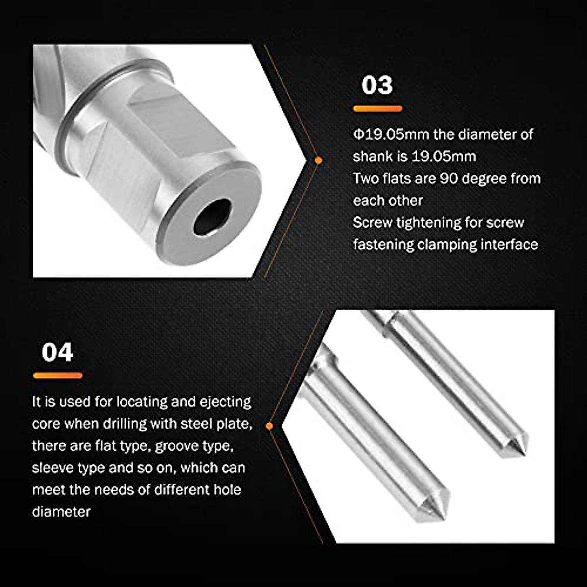 WICHEMI Annular Cutter Set 3/4 Inch Weldon Shank 2 Cutting Depth and Cutting Diameter from 7/16 to 1-1/16 for Magnetic Drill Press HSS Standard Kit Two Flat with 2 Pilot Pins