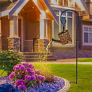 HCVINRK Solar Lights Outdoor Garden, Solar Watering Can Lights Outdoor Decorative, Metal Solar Lantern Outdoor Waterproof with Installed Light String and Shepherd Hook