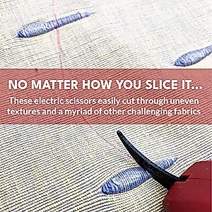 Madam Sew Electric Scissors for Fabric Cutting, Heavy Duty Cordless Shears with USB Rechargeable Battery, Trigger Operation and Non-Slip Grip Cuts Denim, Wool, Leather - REPLACEMENT BLADES AVAILABLE